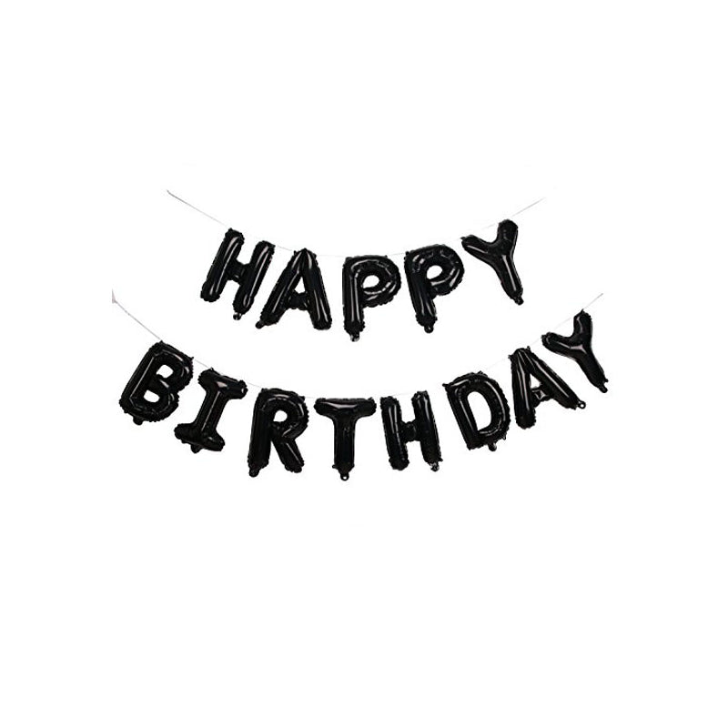 Black Happy Birthday Balloons - Aluminum Foil Banner Balloon for Birth ...