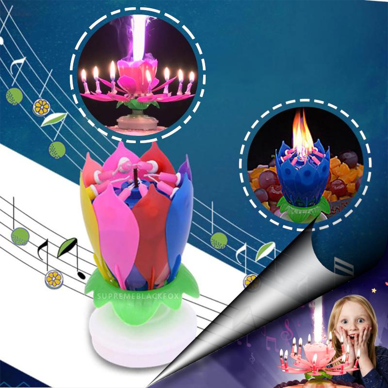 Multi Color "Happy Birthday" Singing Musical Flower Candle - Rotating ...